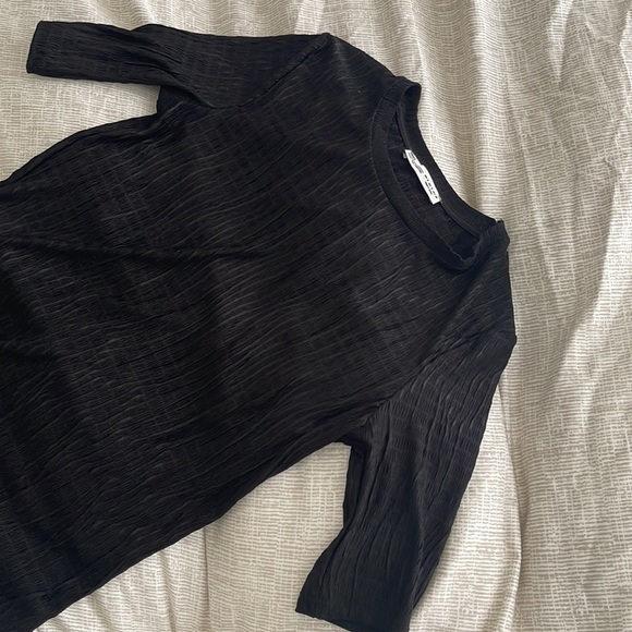 Zara | Tops | Zara Elegant Patterns Black Top | Poshmark
